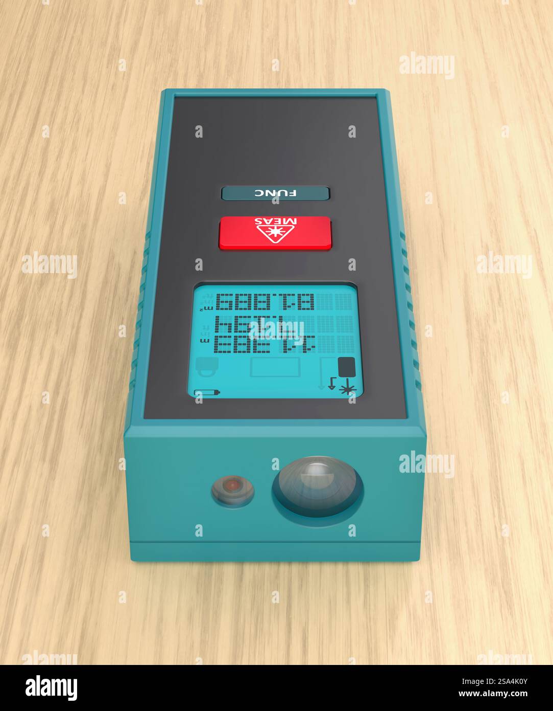Laser distance measurement device on a wooden desk Stock Photo - Alamy
