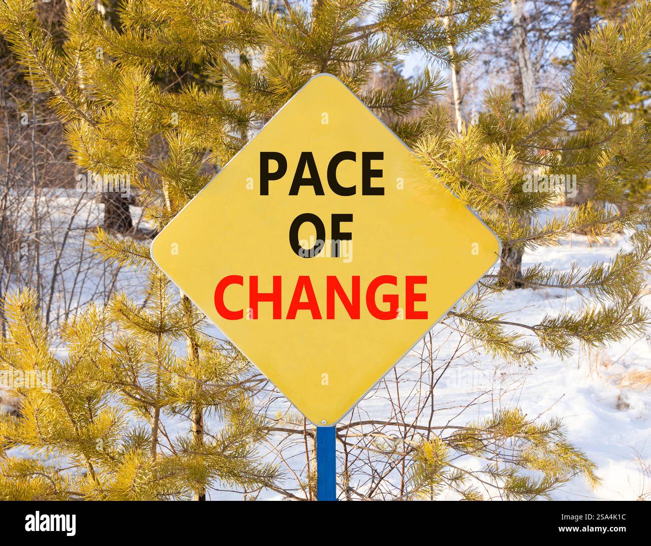 Pace of change symbol. Concept words Pace of change on beautiful yellow ...