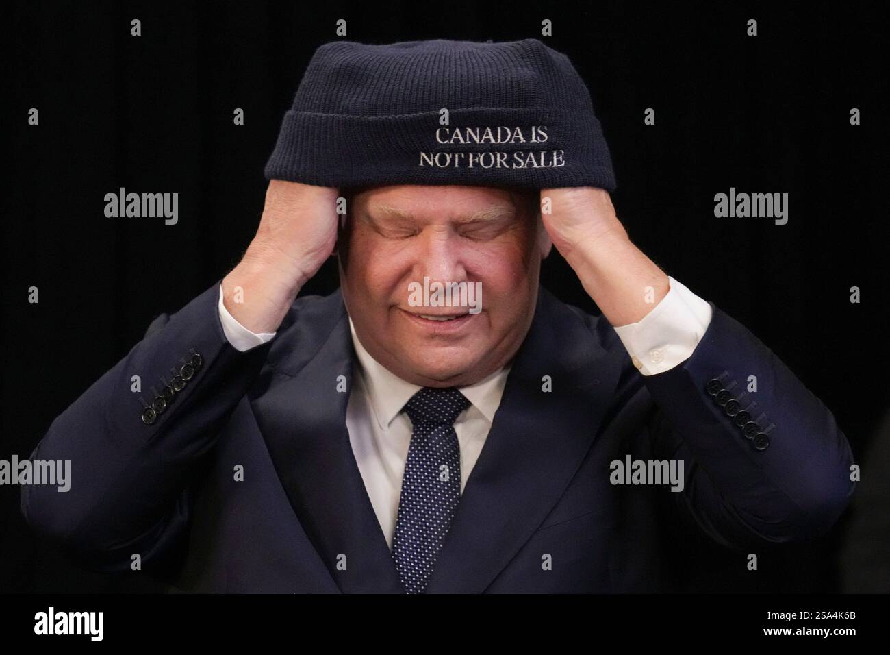 Ontario Premier Doug Ford dons a toque following a press conference ...