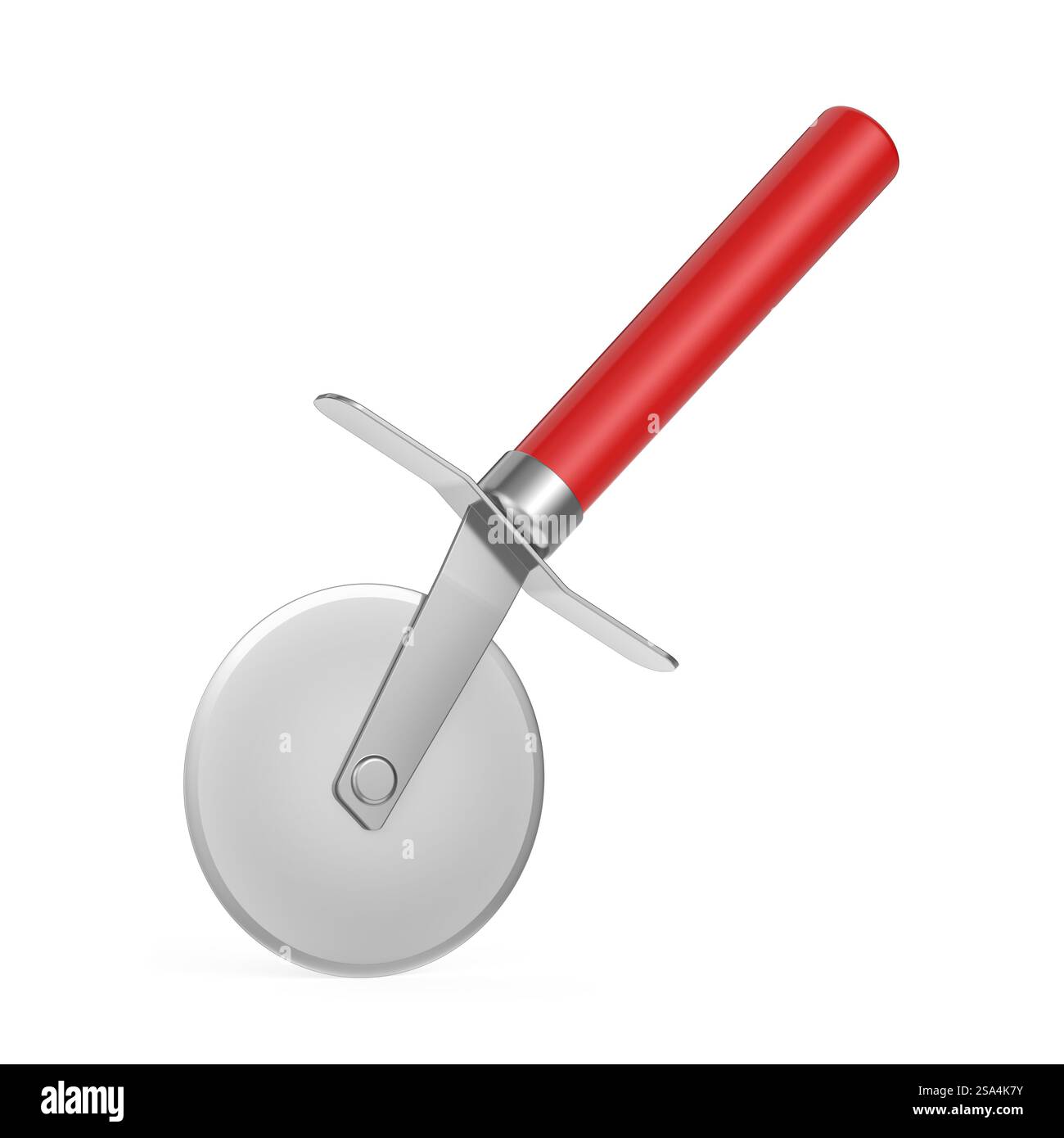 Pizza cutter with red handle on white background Stock Photo - Alamy