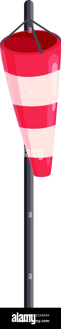 Red and white striped windsock hanging on a pole indicating wind ...