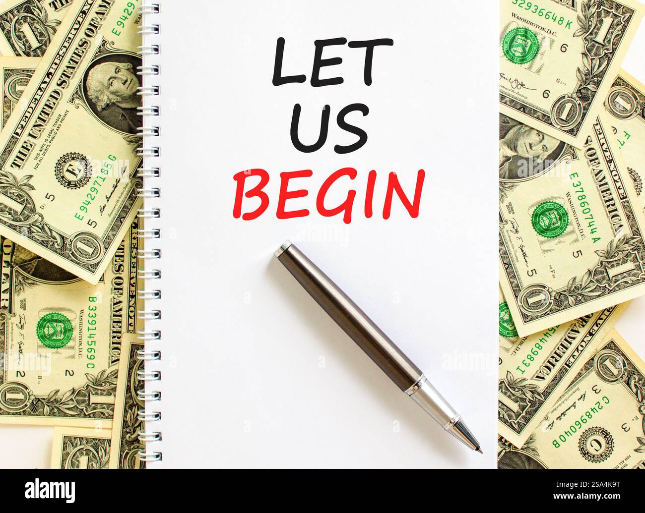 Let us begin symbol. Concept words Let us begin on beautiful white note ...