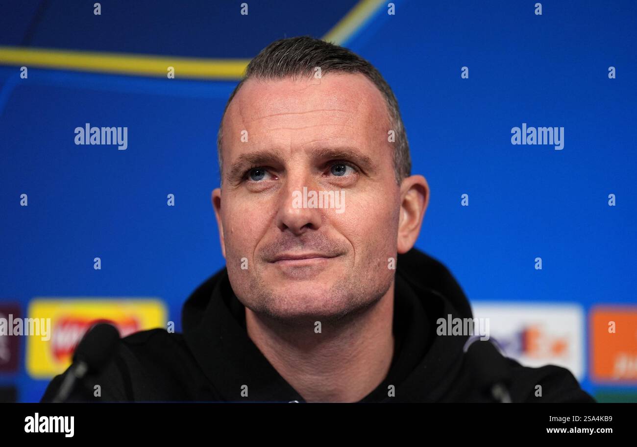 Club Brugge manager Nicky Hayen during a press conference at the Etihad ...