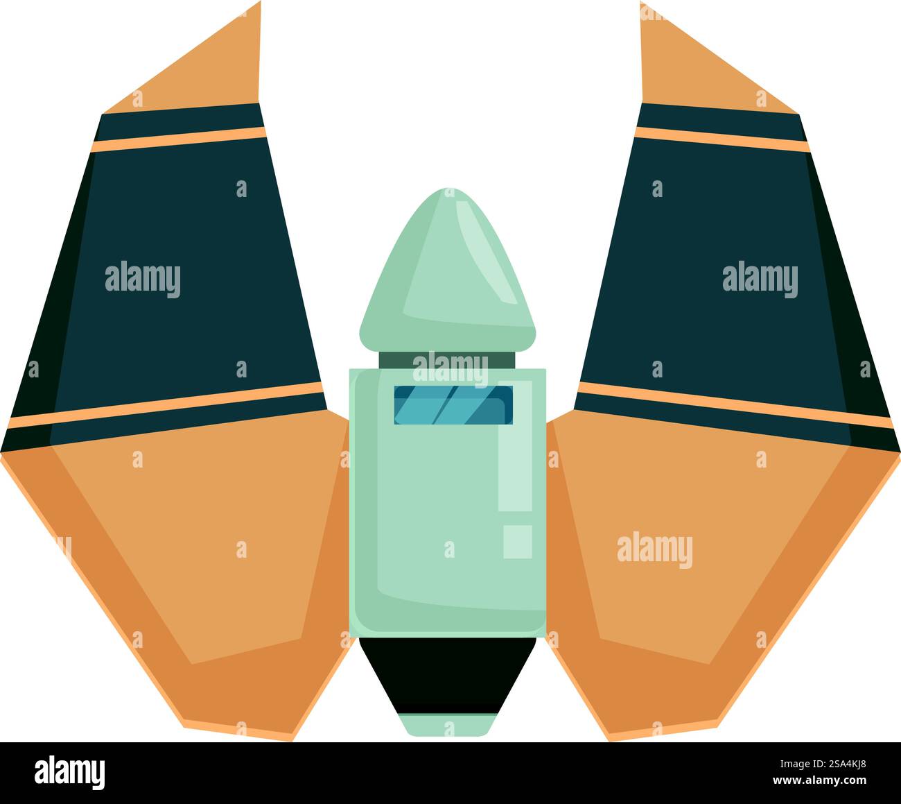 Modern spacecraft flying with open solar panels for energy supply ...