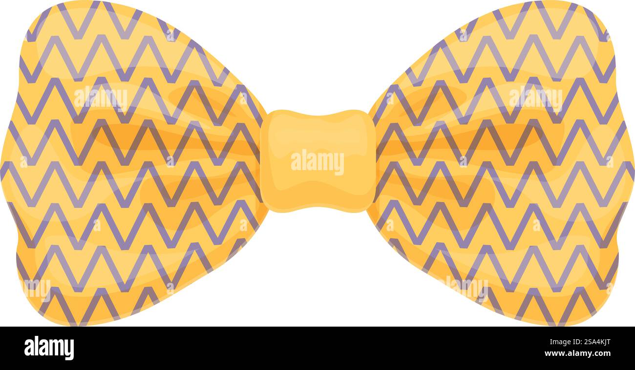Yellow bow tie with a purple zig zag pattern adding a touch of elegance ...
