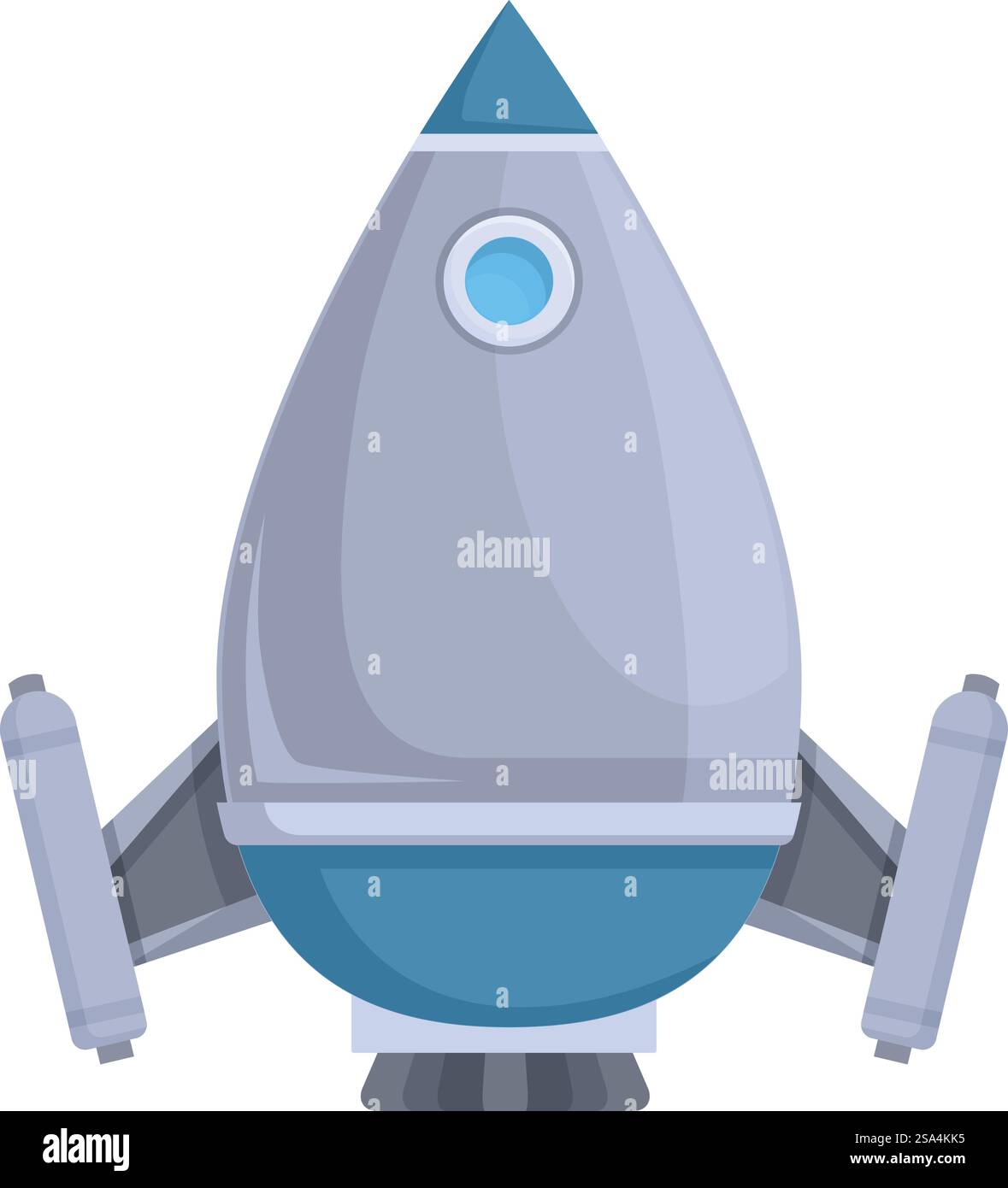 Cartoon rocket ship floating with small round window. Cartoon rocket ship is floating in space ...