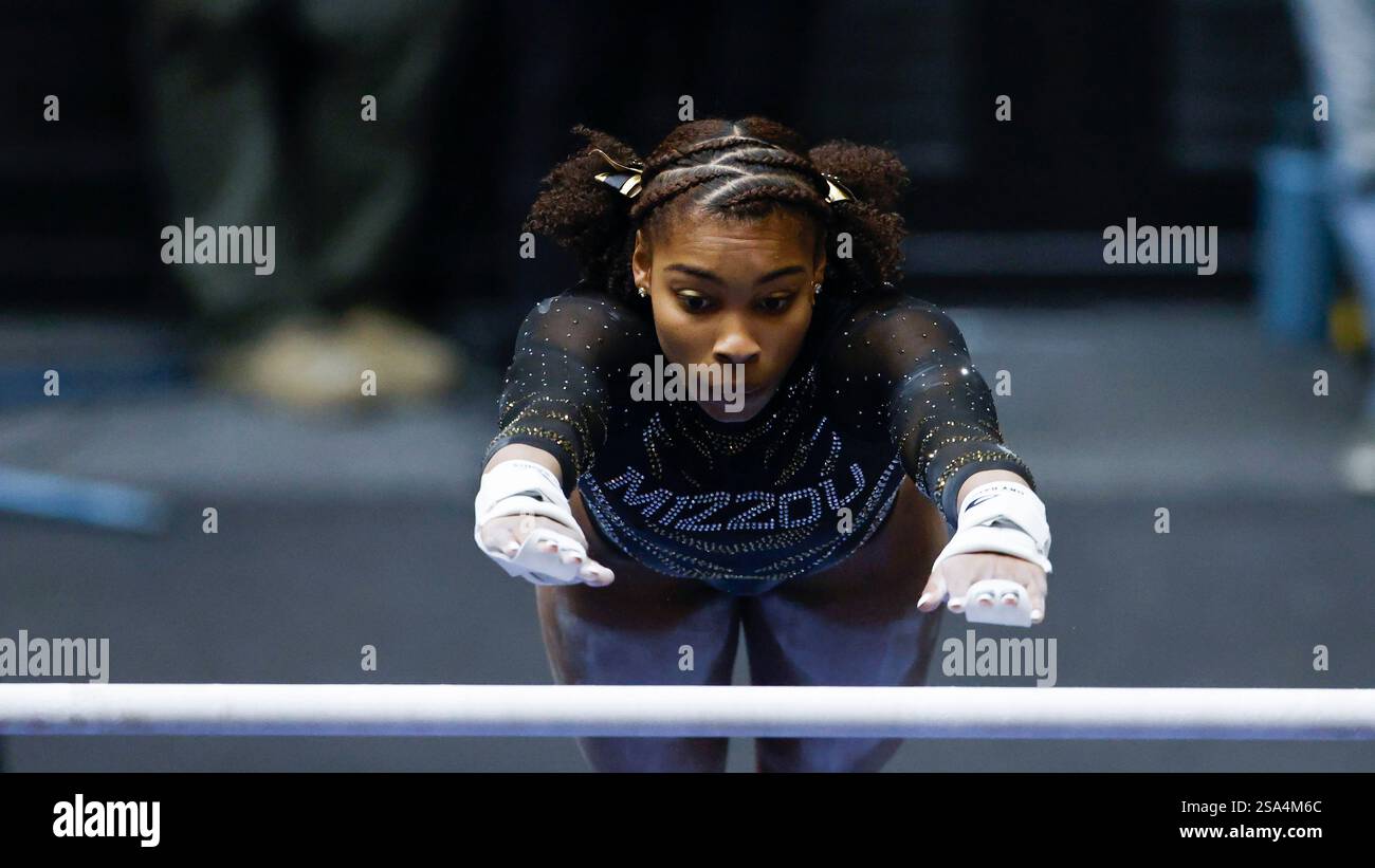 Missouri's Jocelyn Moore during an NCAA college gymnastics meet on ...