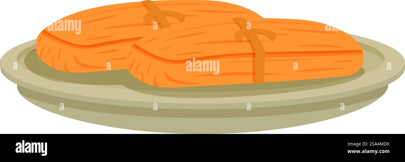 Two delicious tamales tied with string, served on a round plate ...