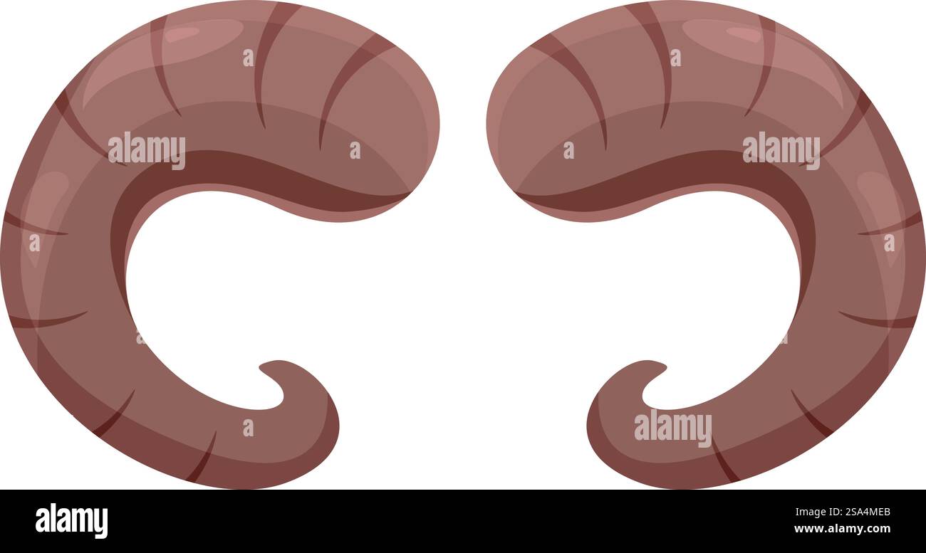 Pair of brown ram horns pointing upwards, a symbol of strength and ...