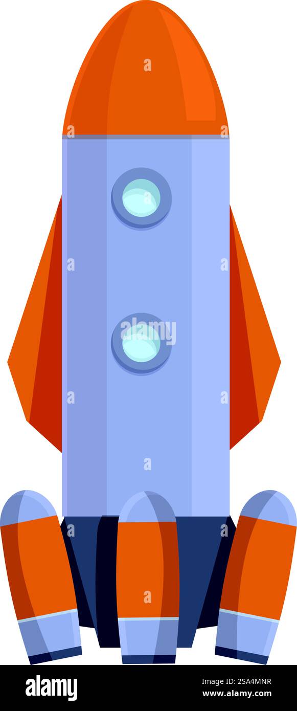 Cartoon rocket ship is standing by to blast off into outer space ...