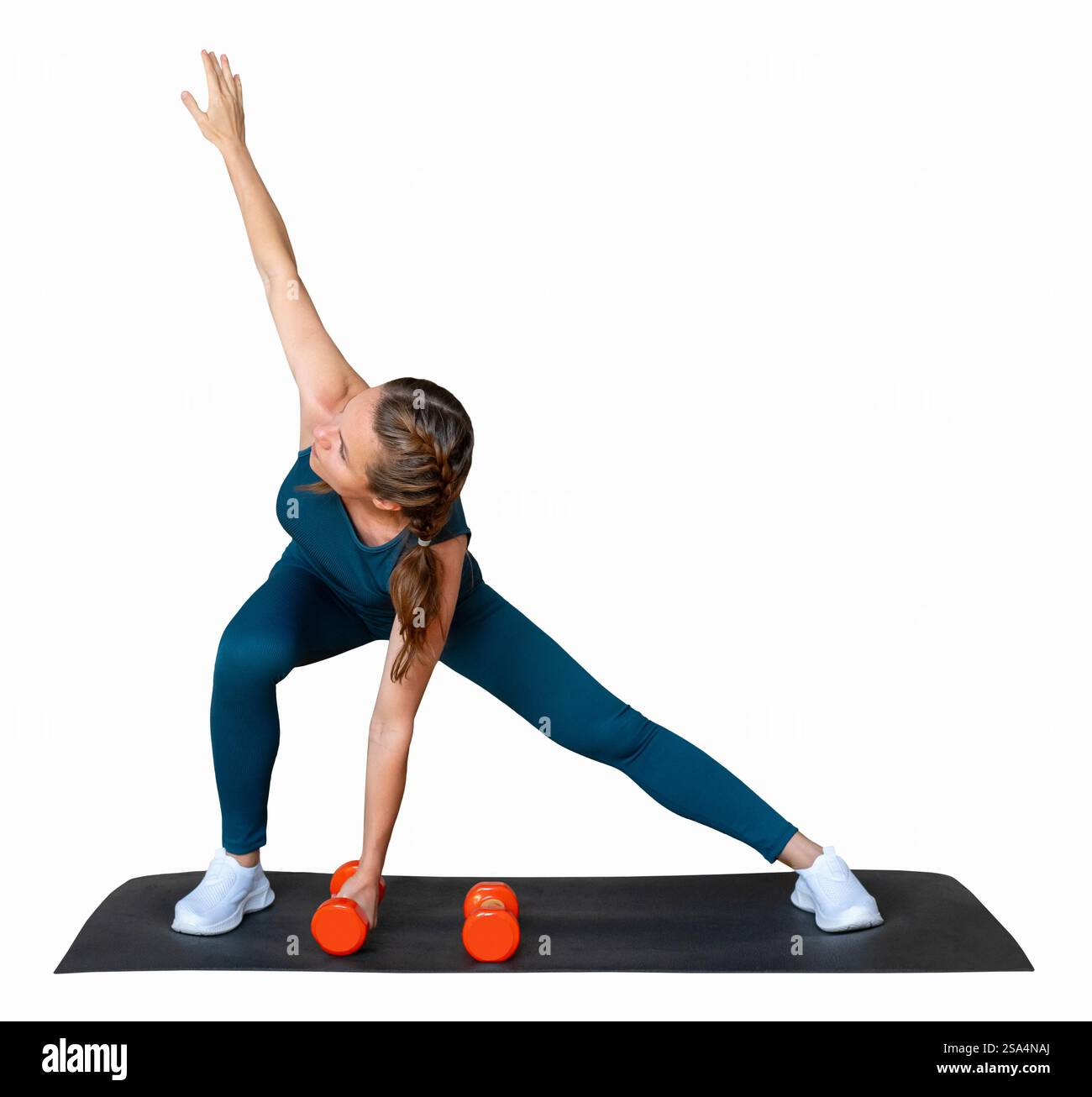 Woman performing workout on Cut Out Stock Images & Pictures - Alamy