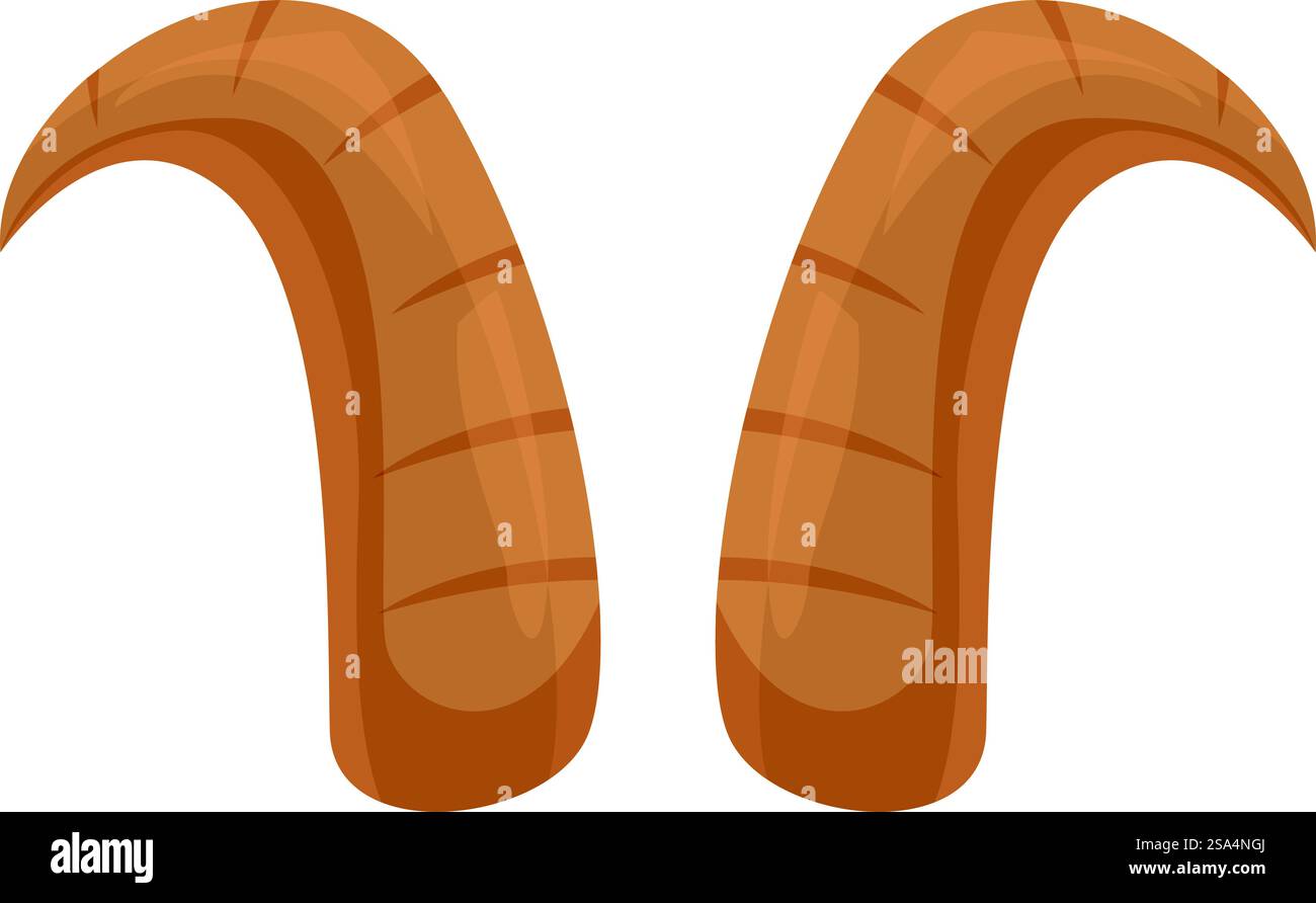 Pair of large brown ram horns are pointing upwards hi-res stock ...