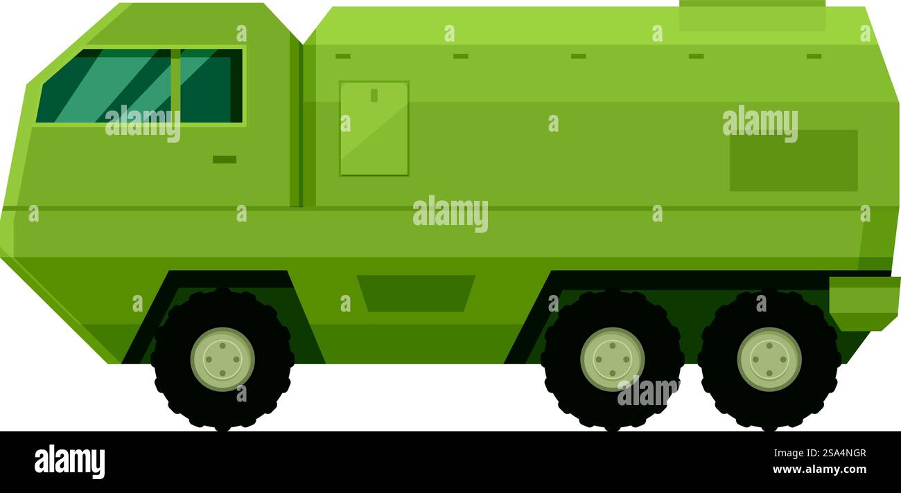 Powerful military vehicle with a tracked platform and camouflage paint ...
