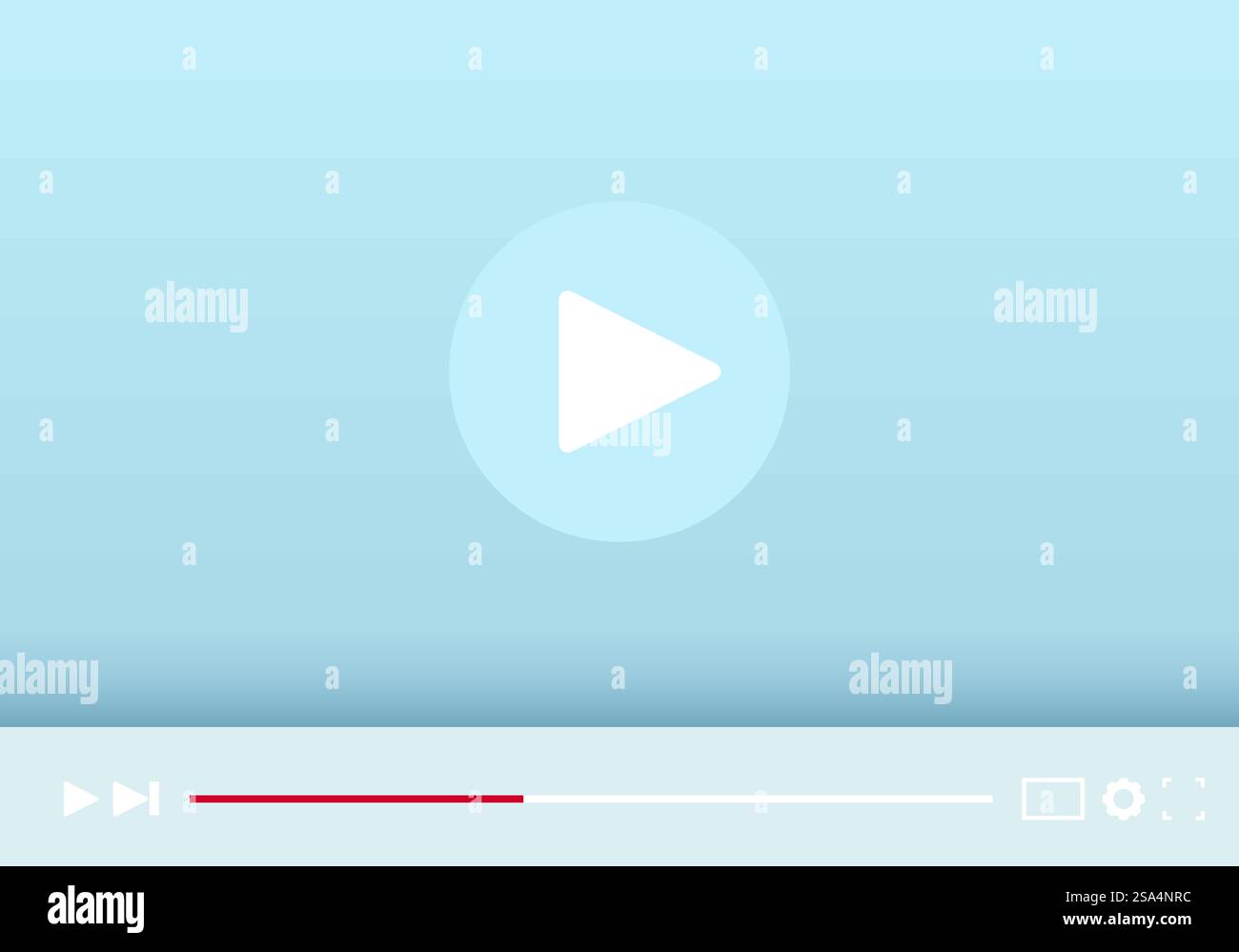 Video player showing streaming bar and play button on blue background. Video player is showing ...