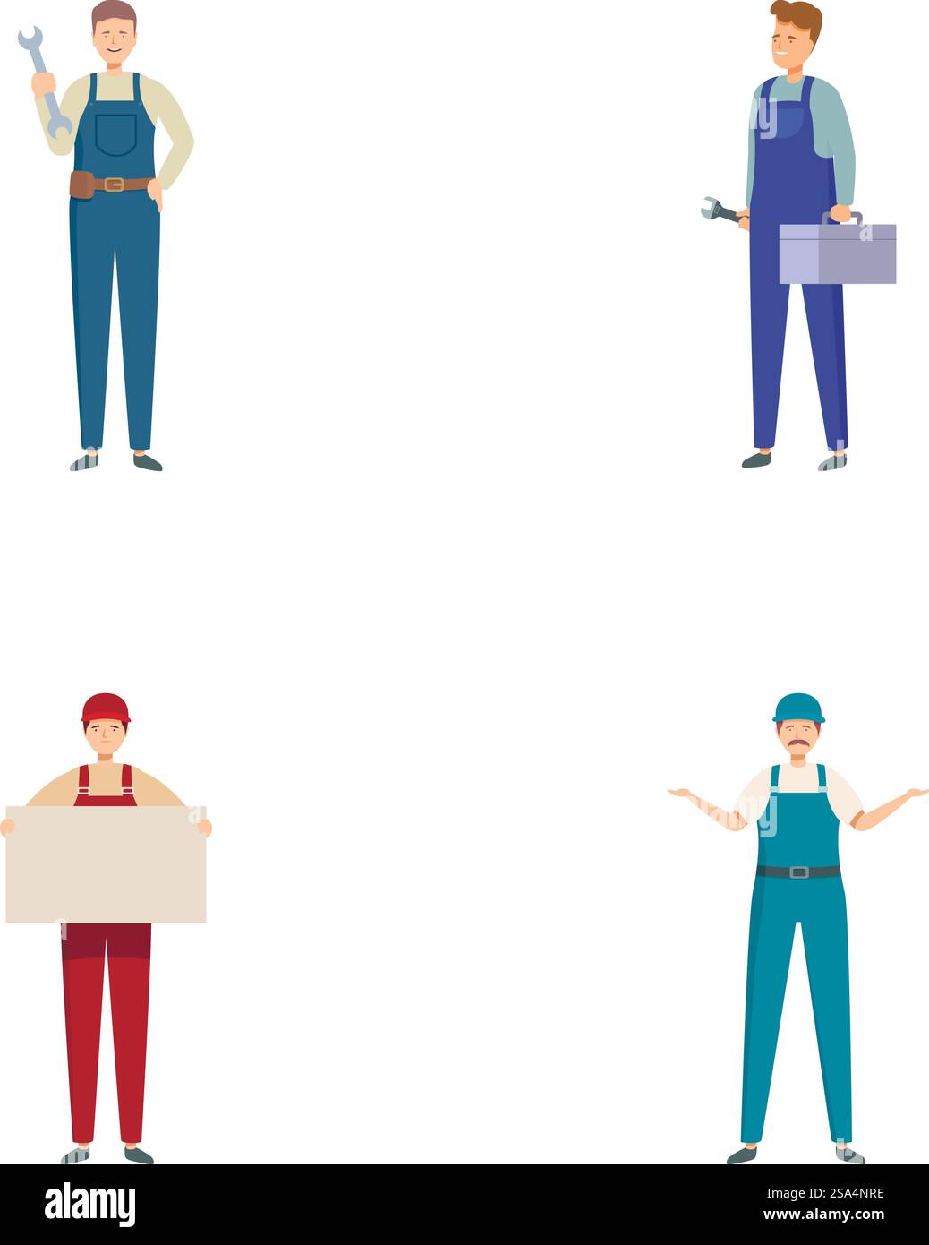 Collection of four isolated cartoon characters representing different ...