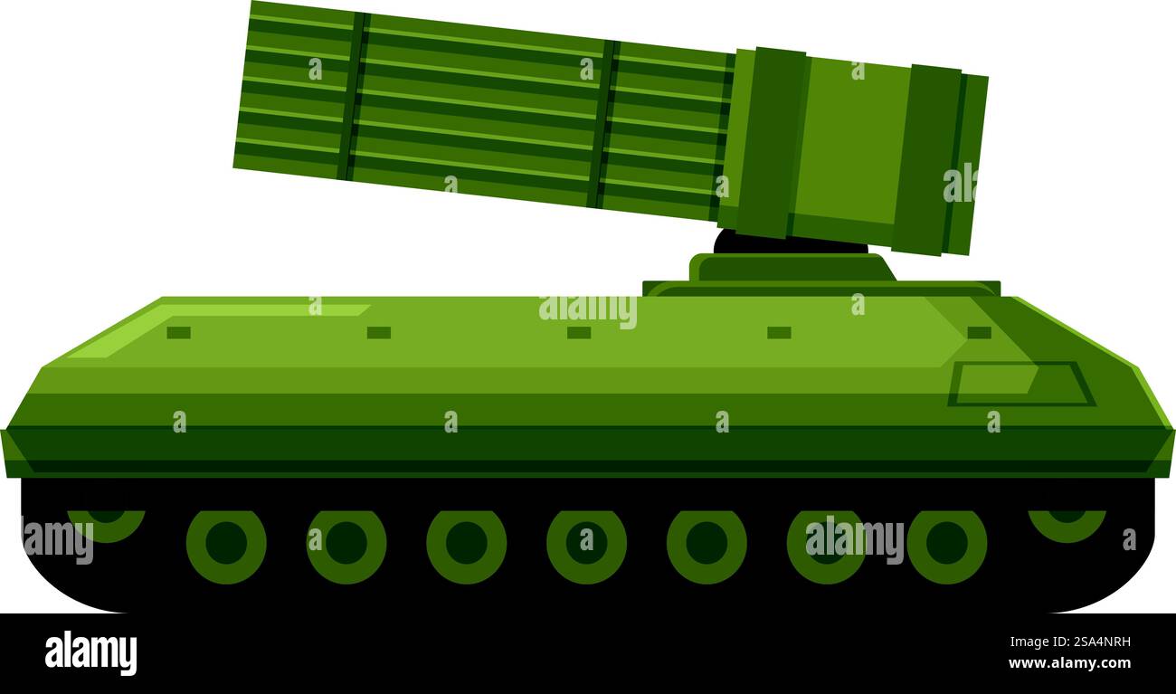 Illustration of a powerful military vehicle tracked launching rockets ...