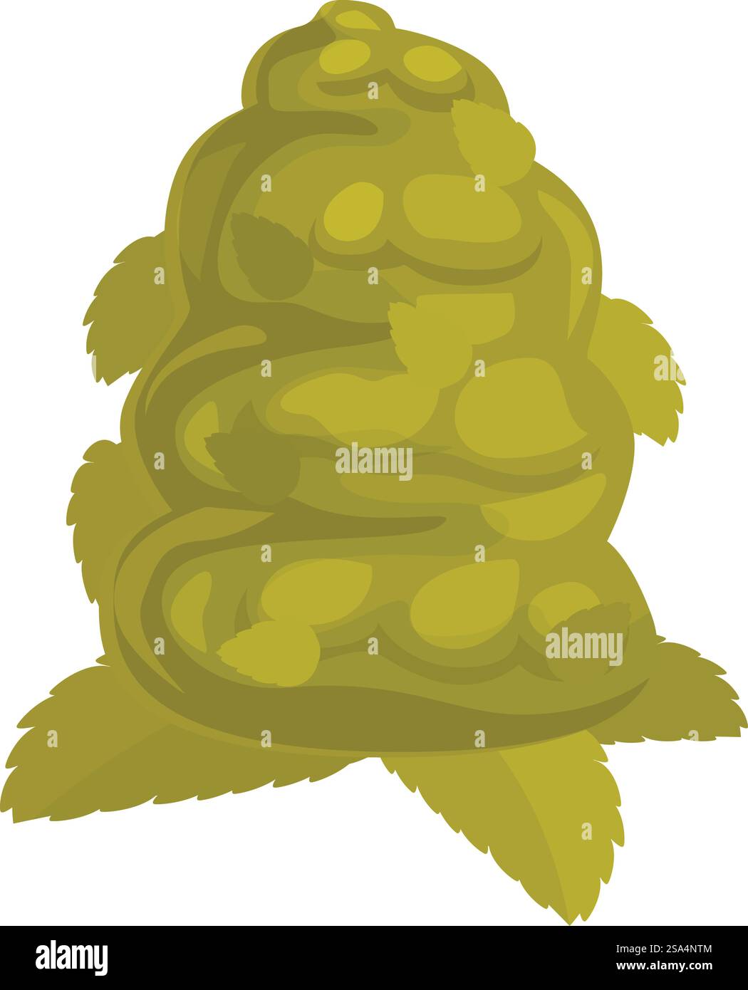 Big green turtle is hiding in its shell covered with algae, looking ...