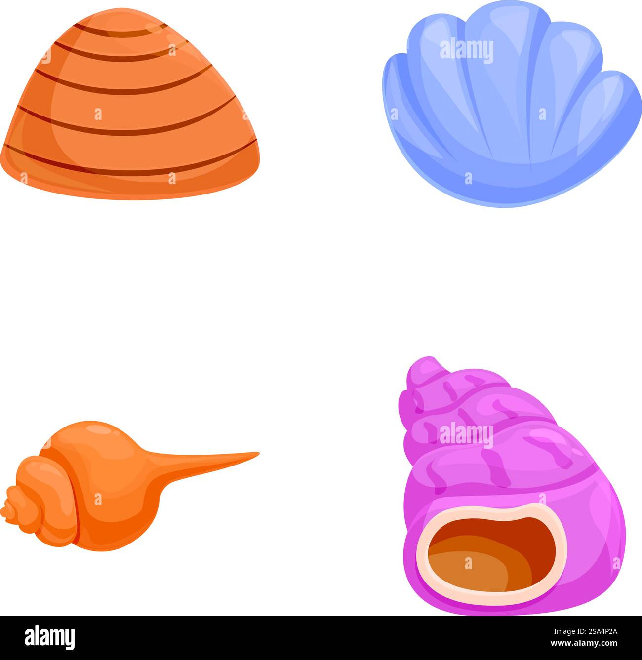 Vector illustration set featuring various colorful seashells, ideal for ...