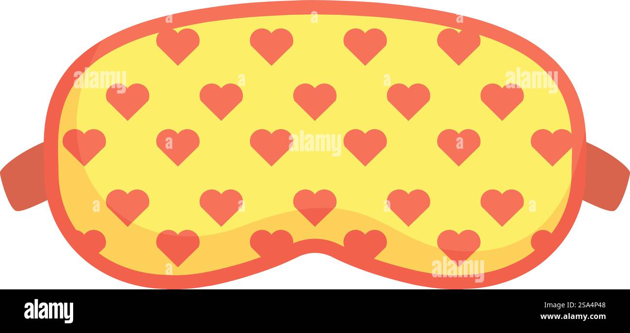 Yellow sleeping mask with cute hearts helping someone to sleep better ...