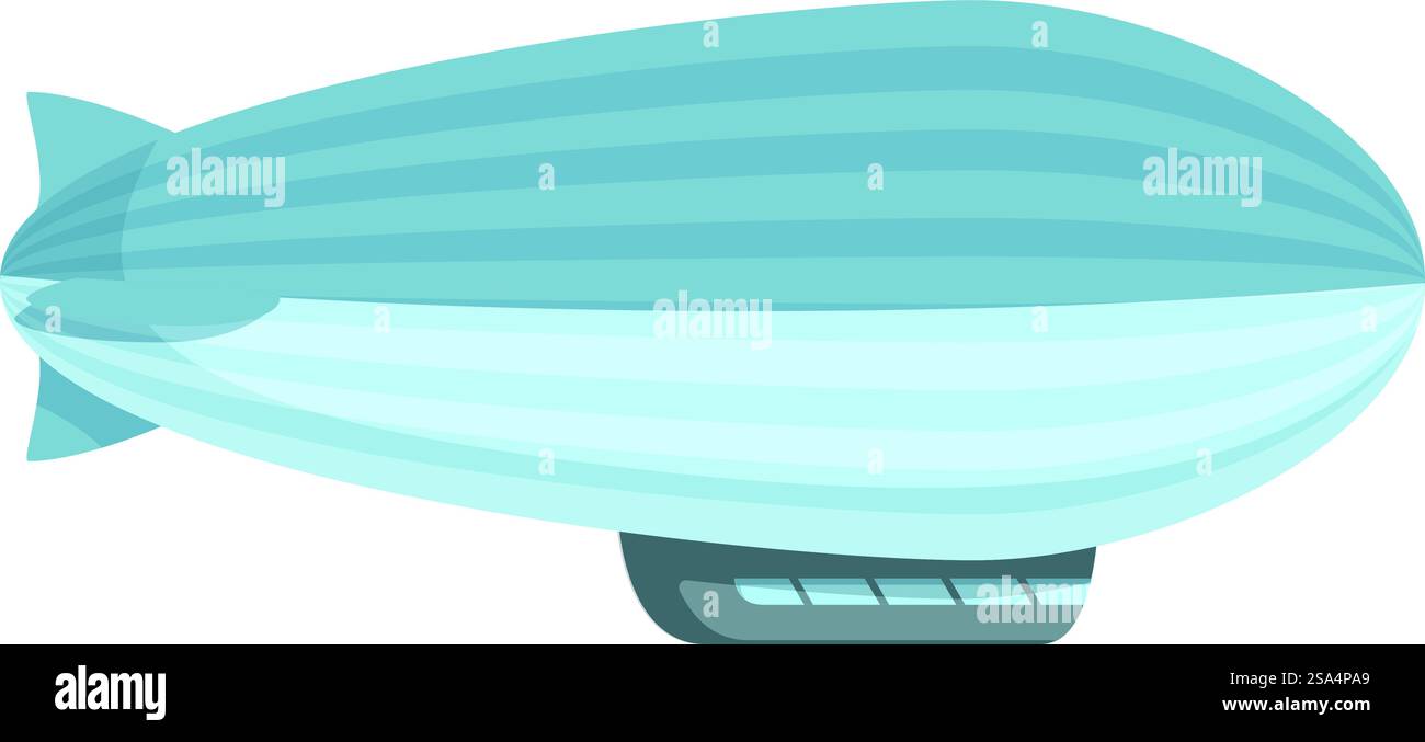 Large blue and white zeppelin airship is floating through a clear sky ...