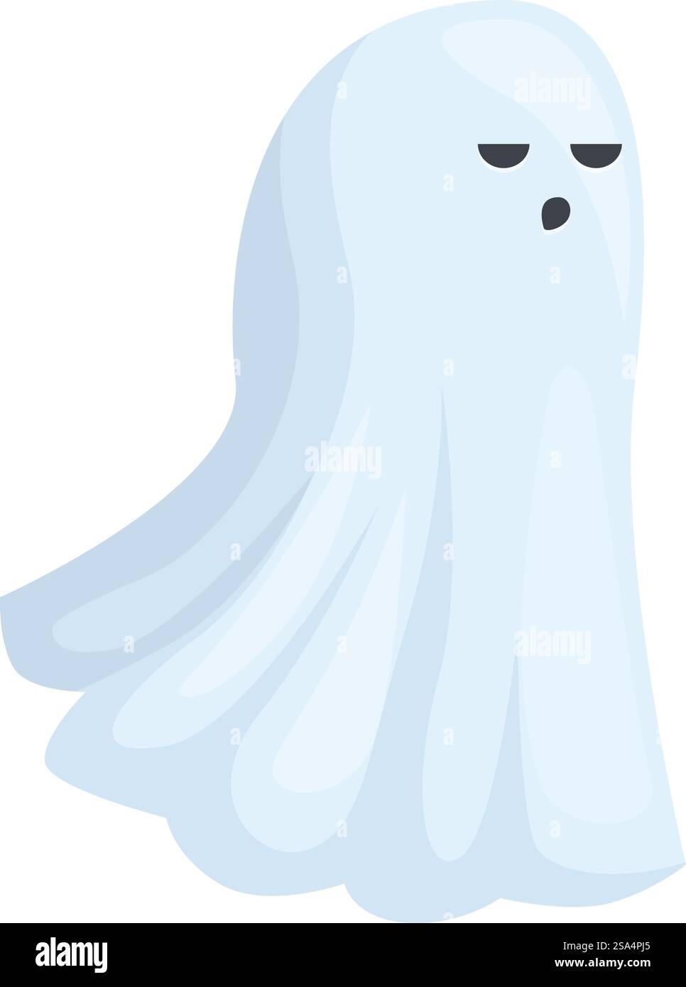 Cute little ghost floating with mouth open wide and eyes half closed ...