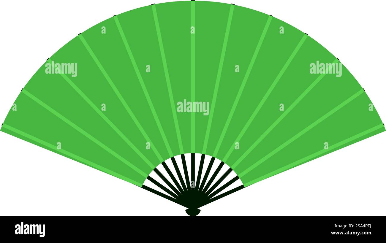 Green hand fan open, providing a cooling breeze on a hot summer day ...