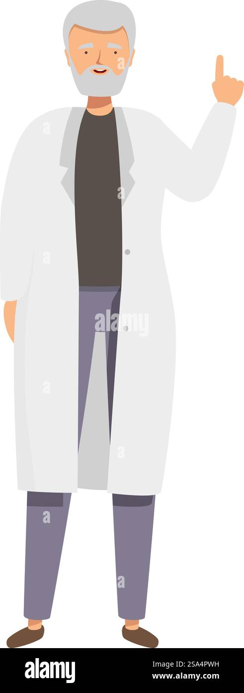 Senior scientist having an idea and pointing up with finger, science ...