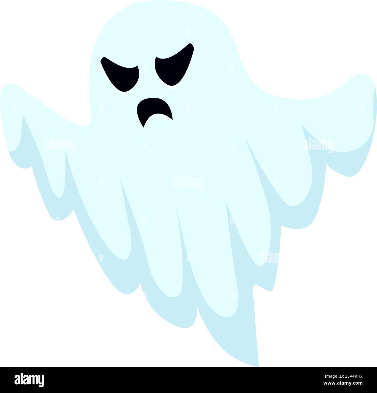 Illustration of a cartoon ghost with an angry expression. Angry blue ...