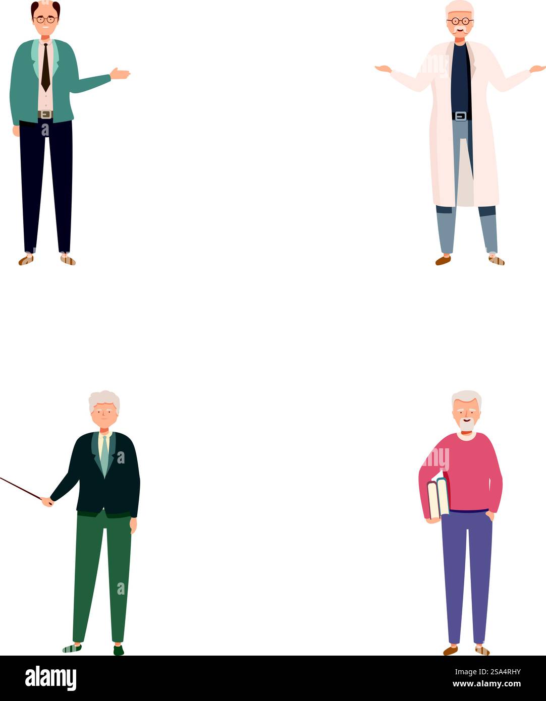 Illustrations of four different elderly men in various clothing and ...