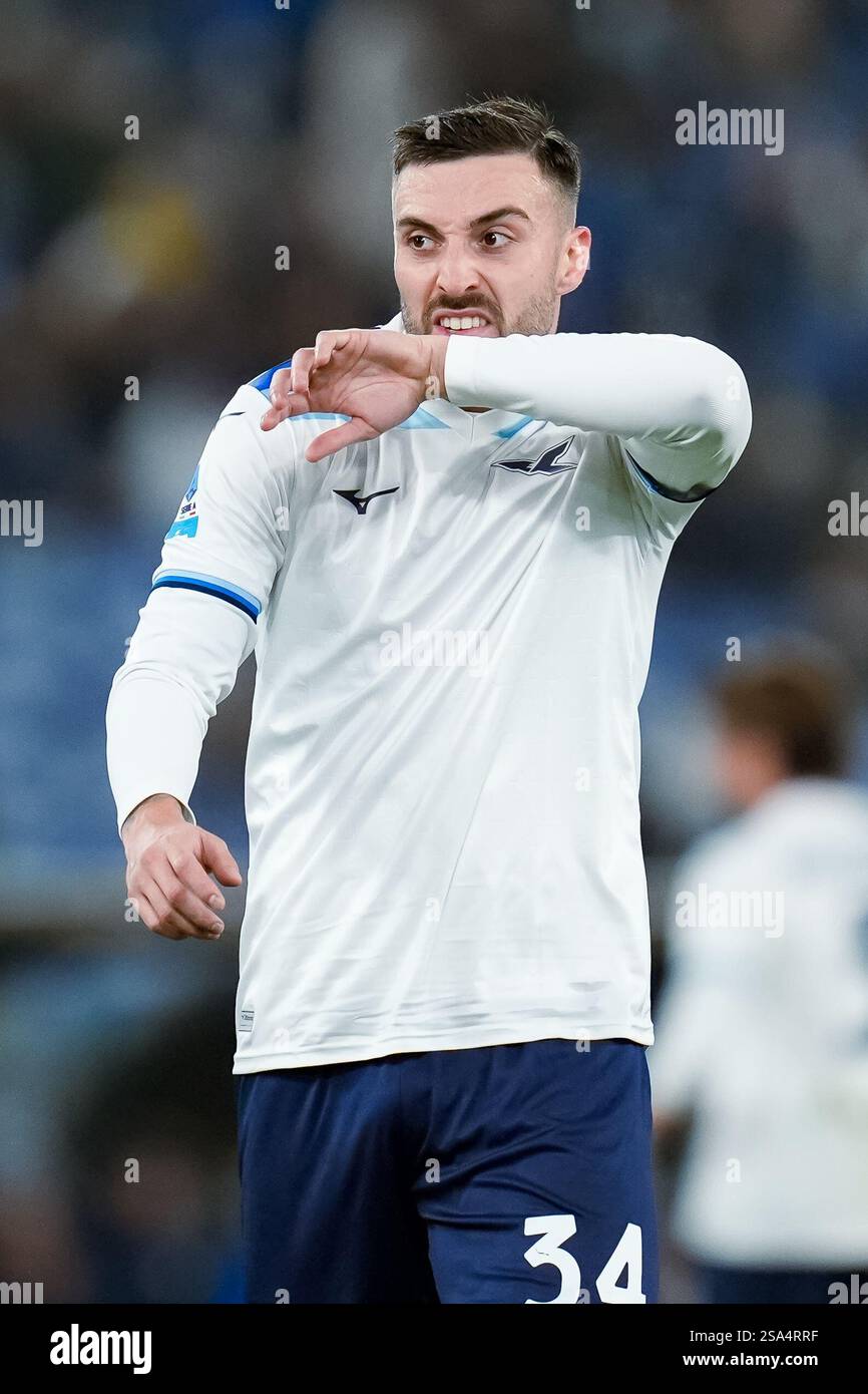 Rome, Italy. 26th Jan, 2025. Mario Gila of SS Lazio reacts during the ...