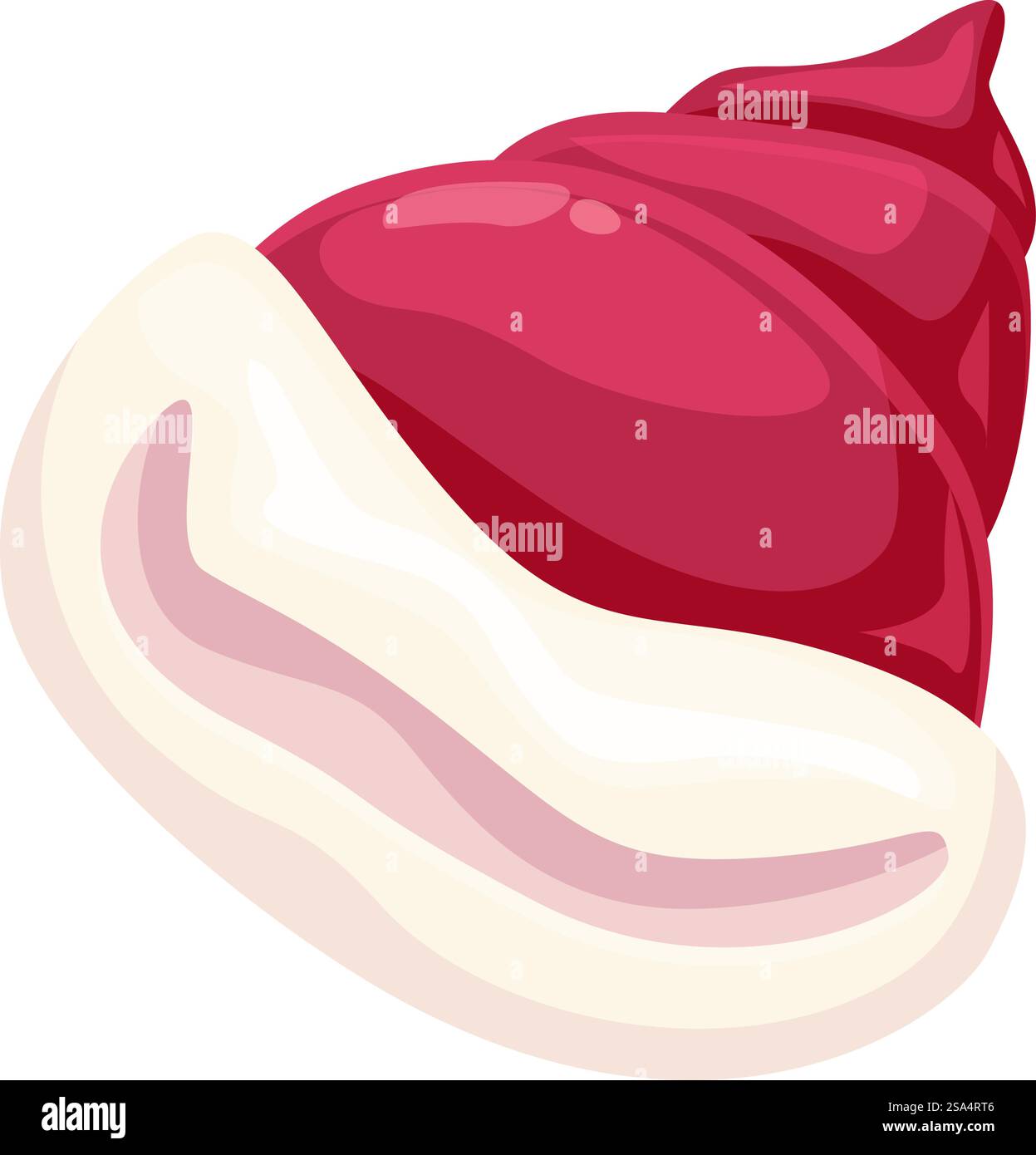 Illustration of a red whelk shell lying on a white background ...