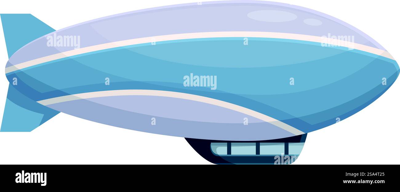 Large blue and grey blimp flying in a clear sky. Blue and grey blimp ...