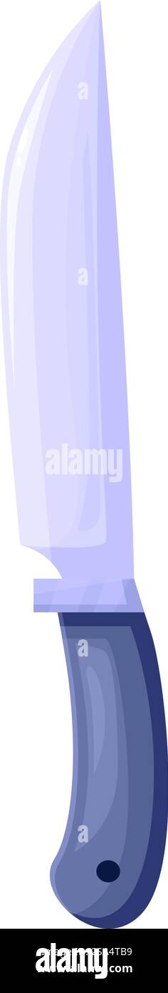 Large sharp hunting knife with black handle pointing up isolated on ...