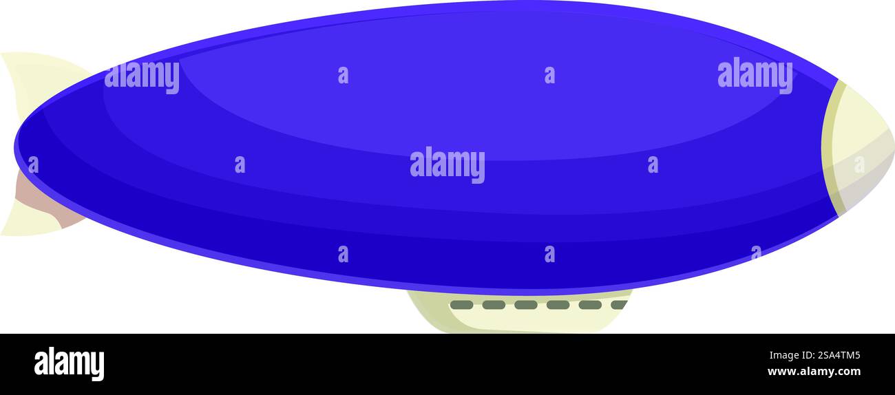 Purple blimp floating with white cockpit and tail fins on white ...