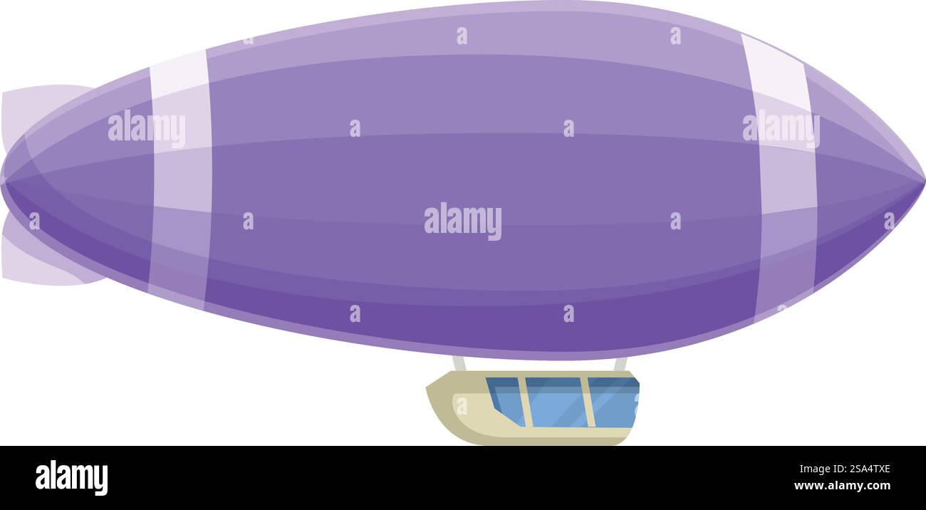 Big purple zeppelin dirigible flying in the sky for advertising. Big ...