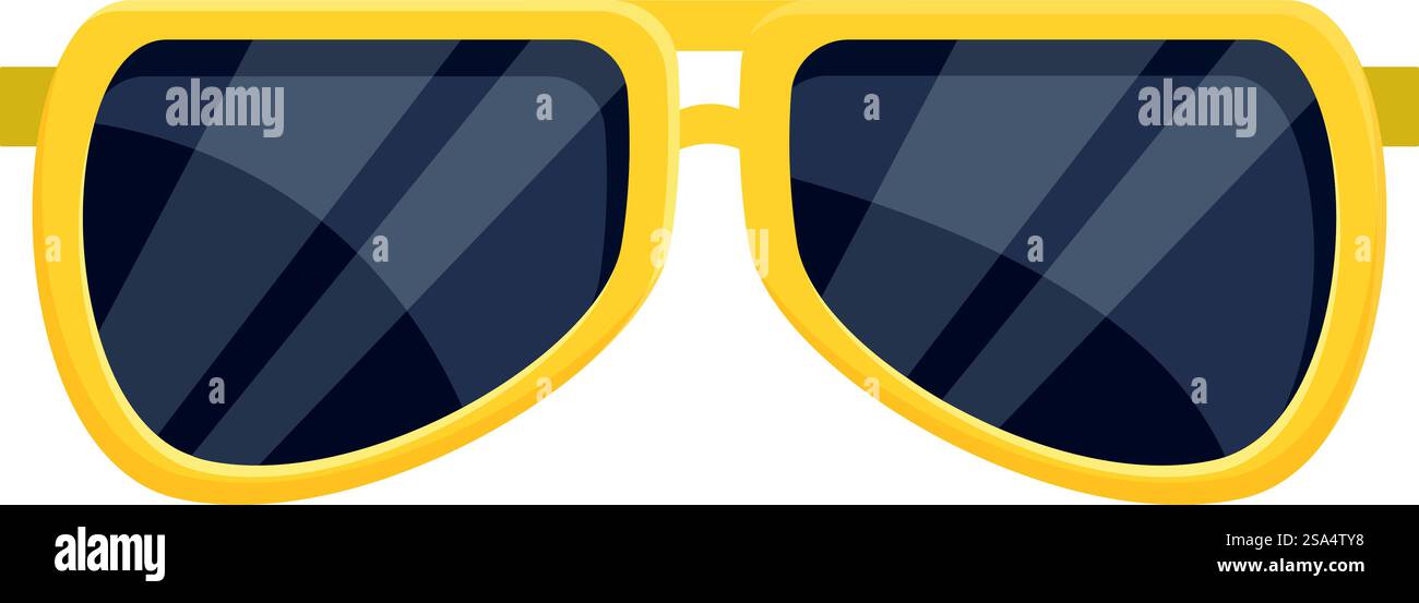 Yellow sunglasses protecting your eyes from the sun with dark lenses ...