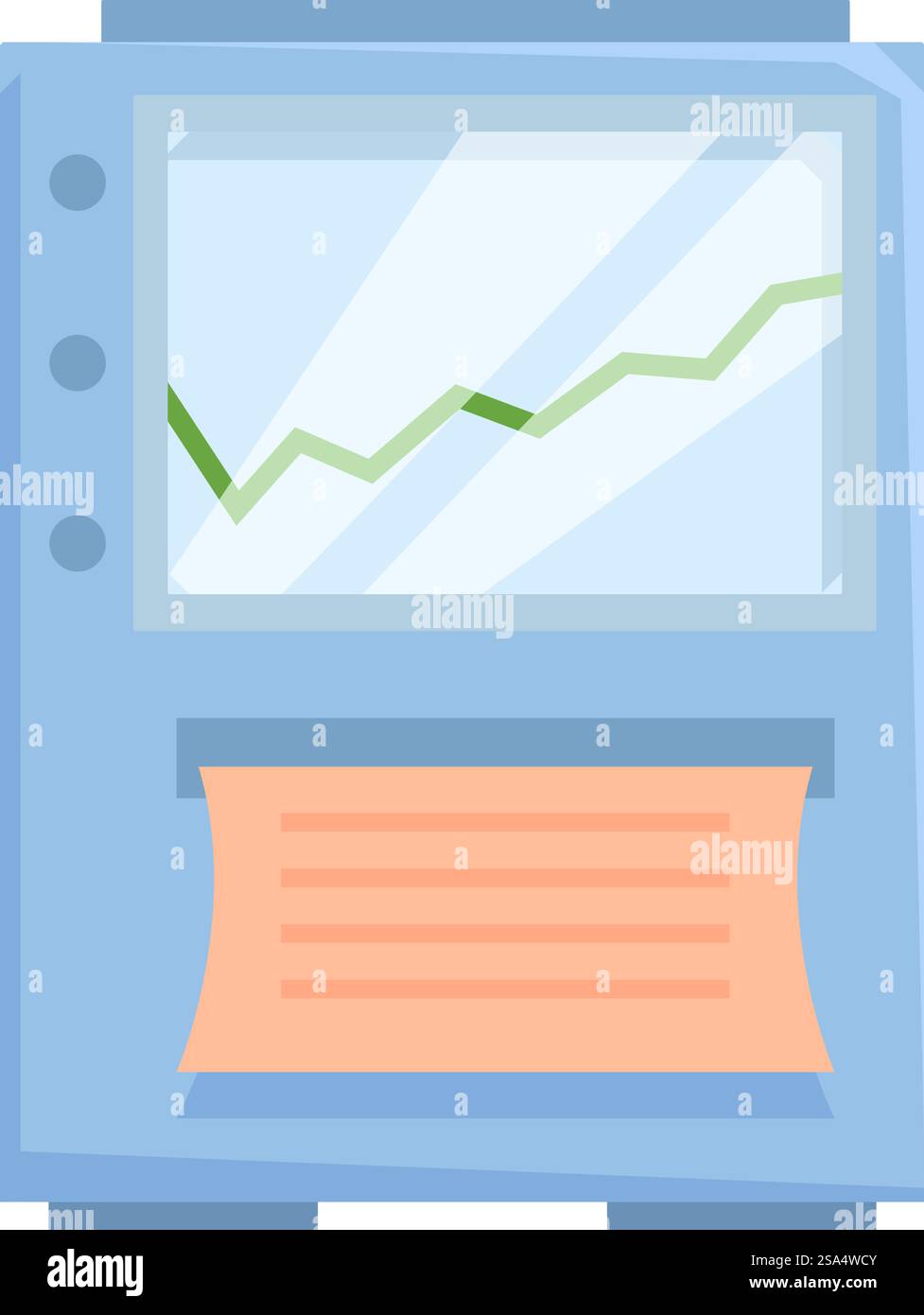 Atm machine dispensing cash and printing a receipt with a graph showing ...