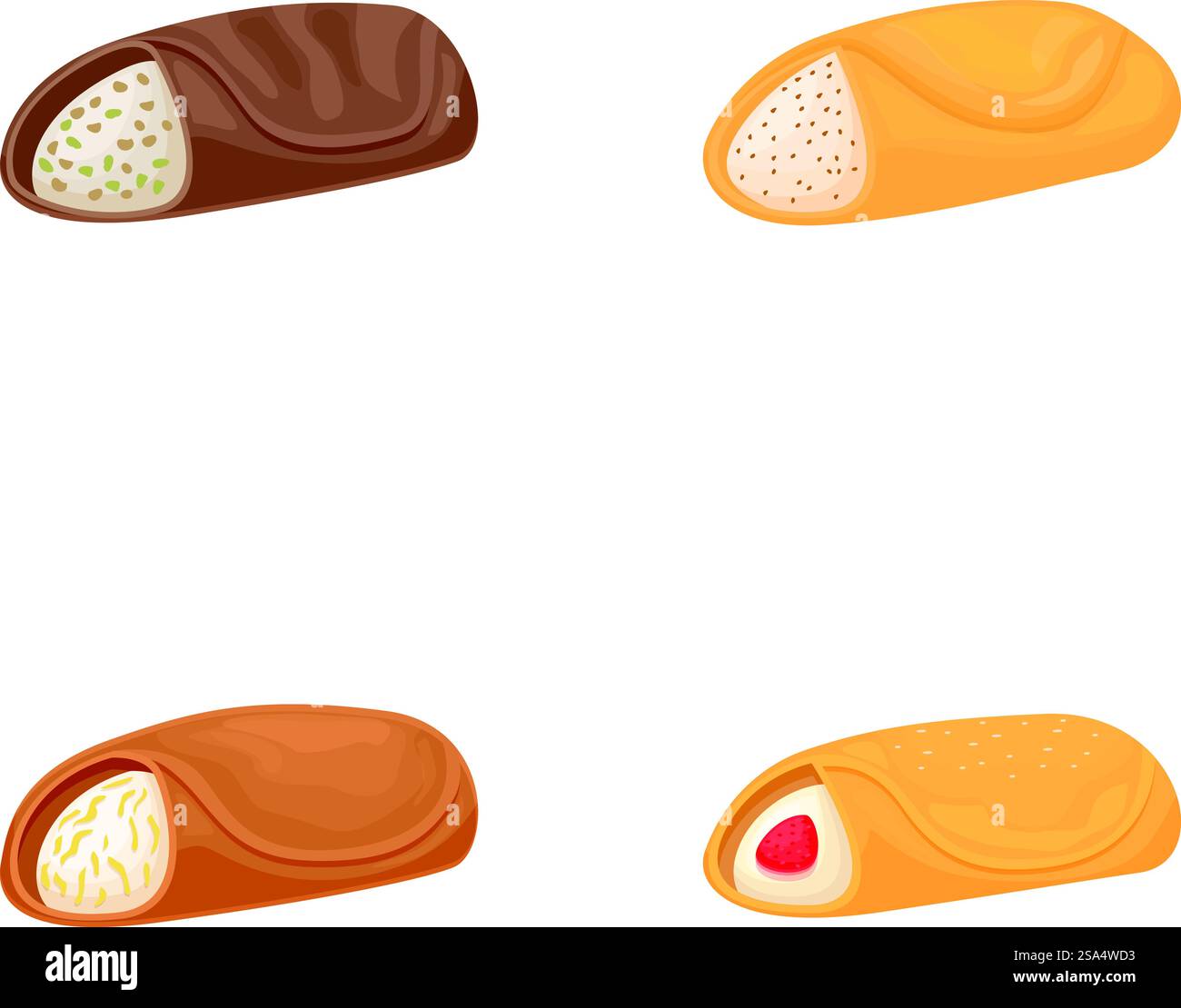 Vector set featuring four different pastries, perfect for menu design ...