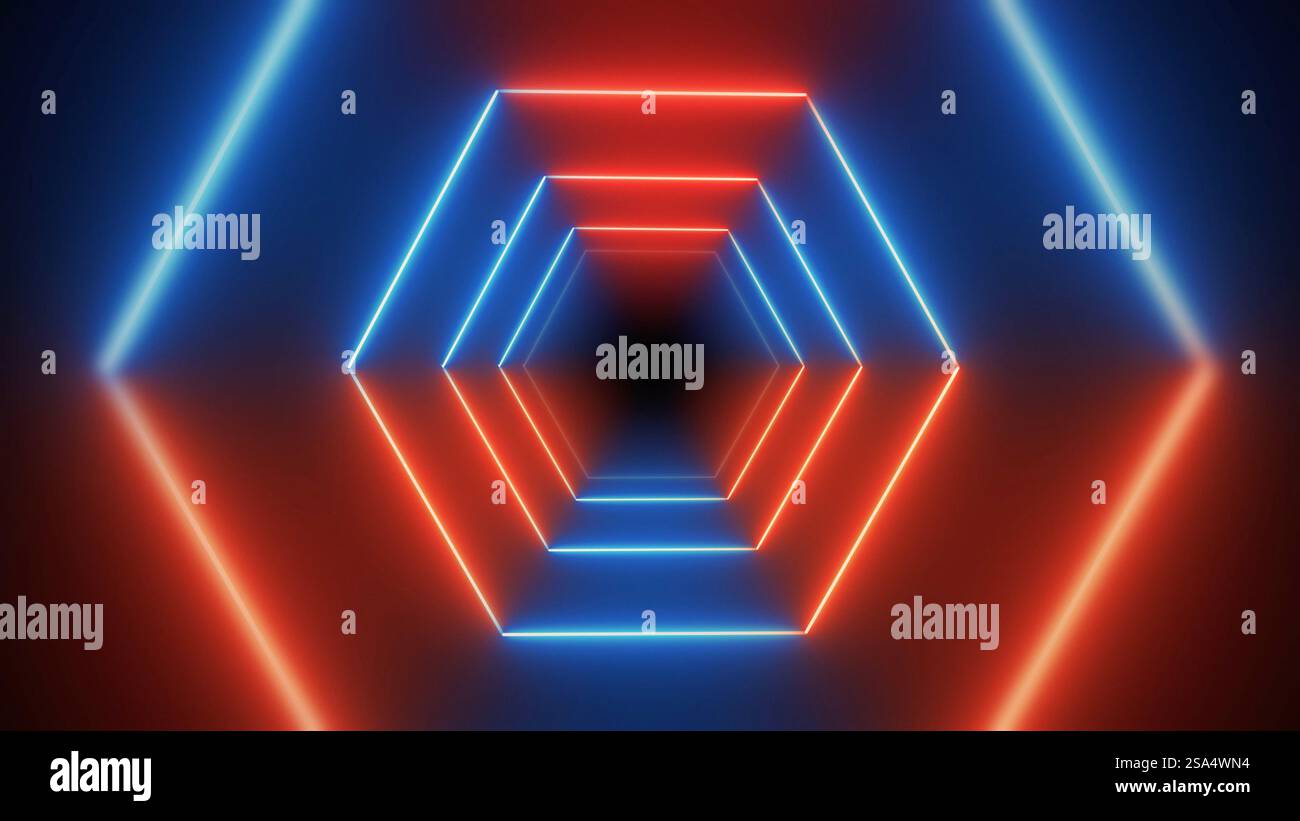 Hexagon shape neon lights hi-res stock photography and images - Alamy