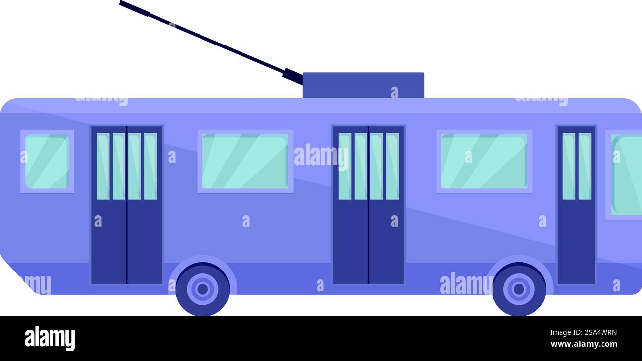 Side view of modern trolleybus running on electricity with pantograph ...