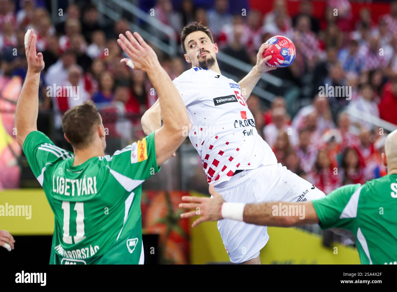Zagreb, Croatia. 28th Jan, 2025. Ivan Martinovic of Croatia shoots ...