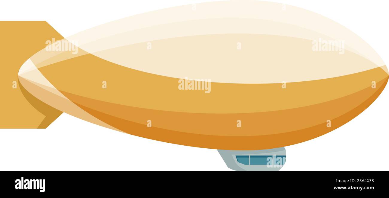 Large yellow airship flying in the sky with a gondola for passengers ...