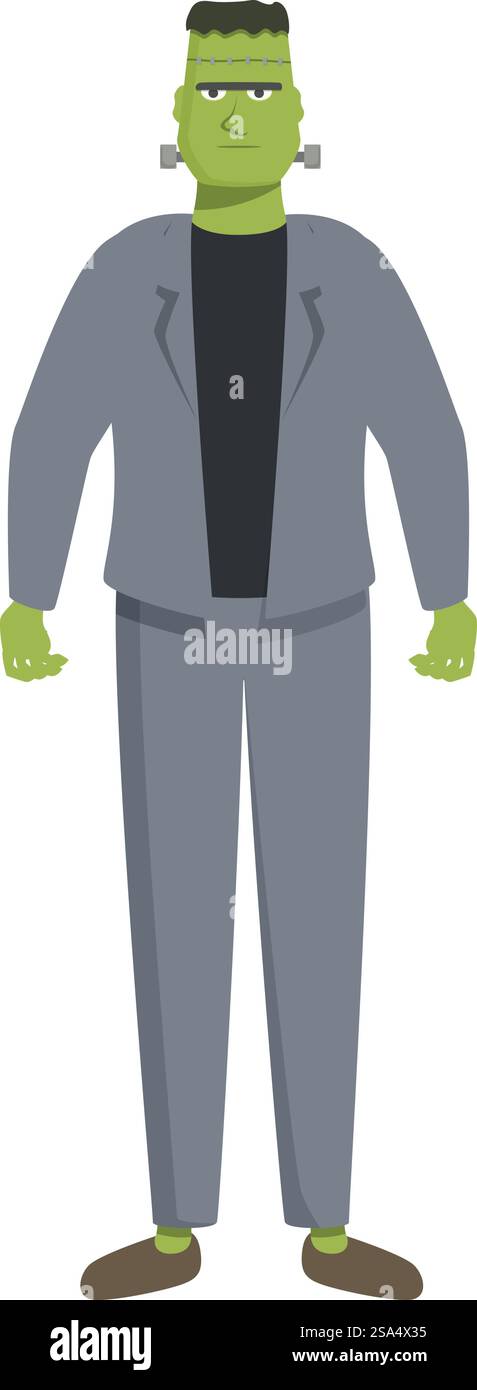 Green frankenstein monster wearing a suit and standing up, character ...