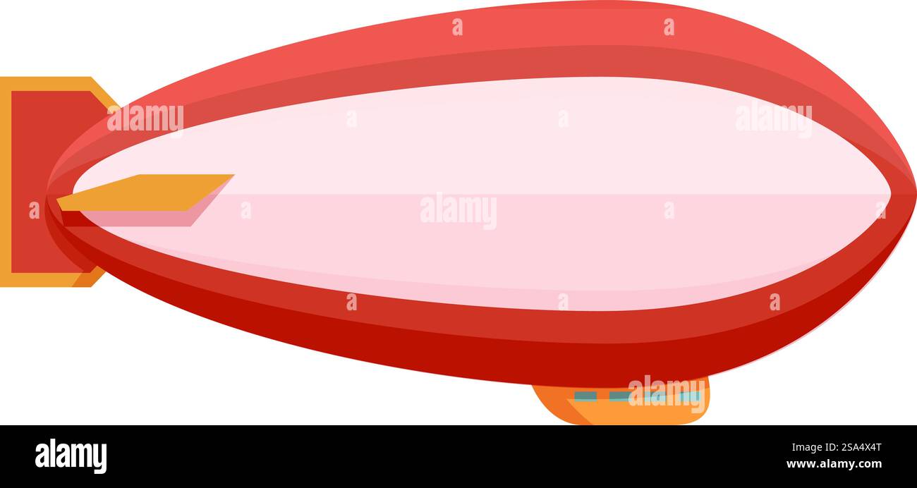 Large, red and white zeppelin airship is flying in the sky. Large red ...