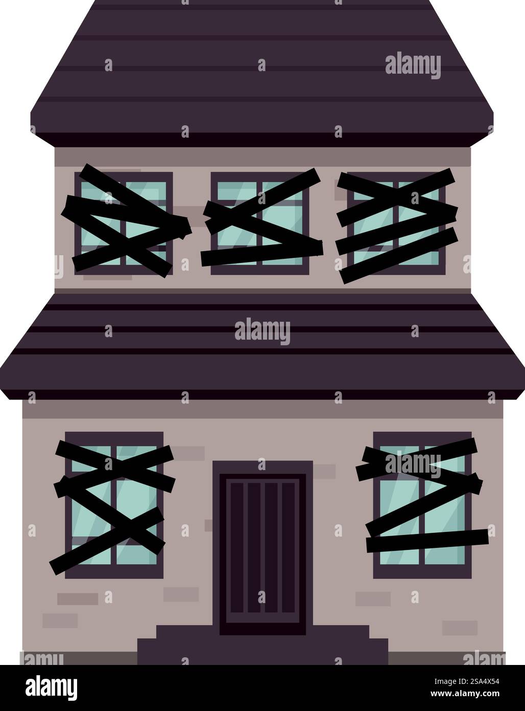 Two story abandoned home with boarded up windows illustrating urban ...