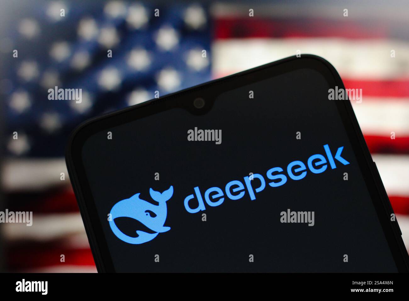 In this photo illustration, the DeepSeek logo is seen displayed on a ...