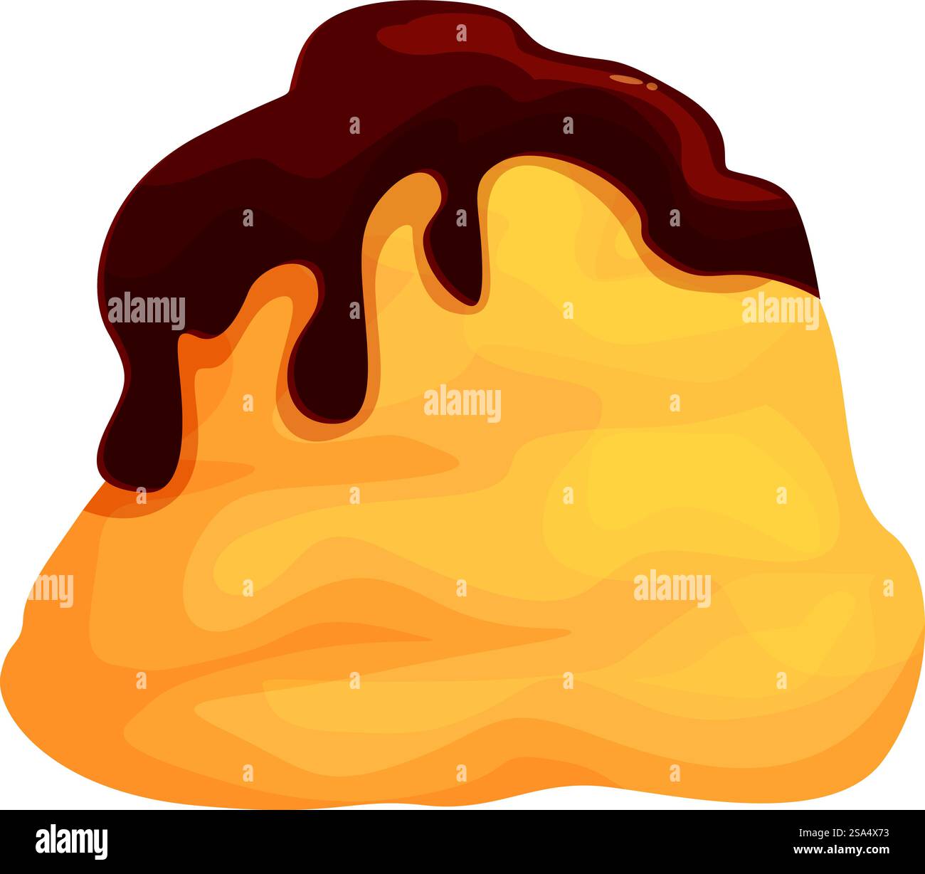 Delicious chocolate sauce dripping on a freshly baked cream puff pastry ...