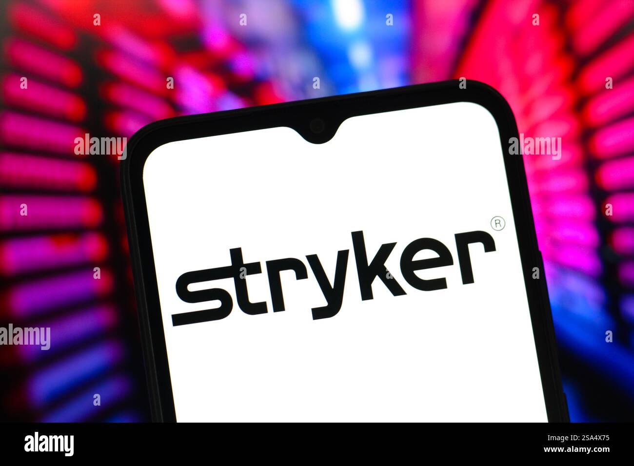 In this photo illustration, the Stryker Corporation logo is seen ...