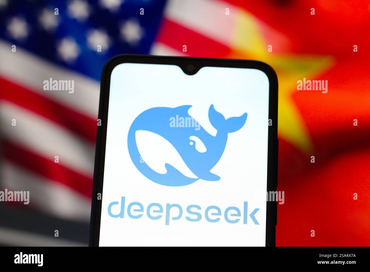 In this photo illustration, the DeepSeek logo is seen displayed on a ...