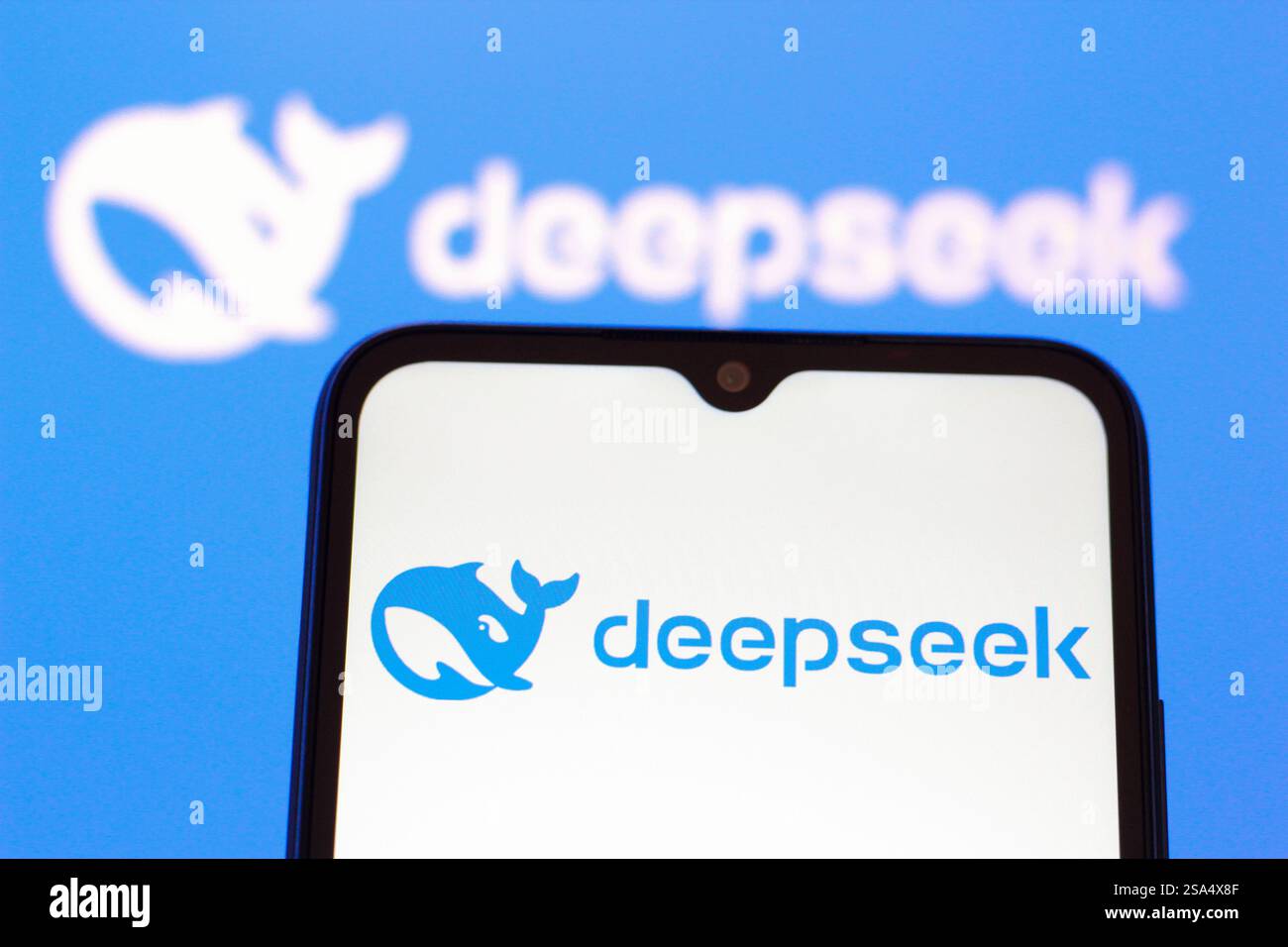 In this photo illustration, the DeepSeek logo is seen displayed on a ...